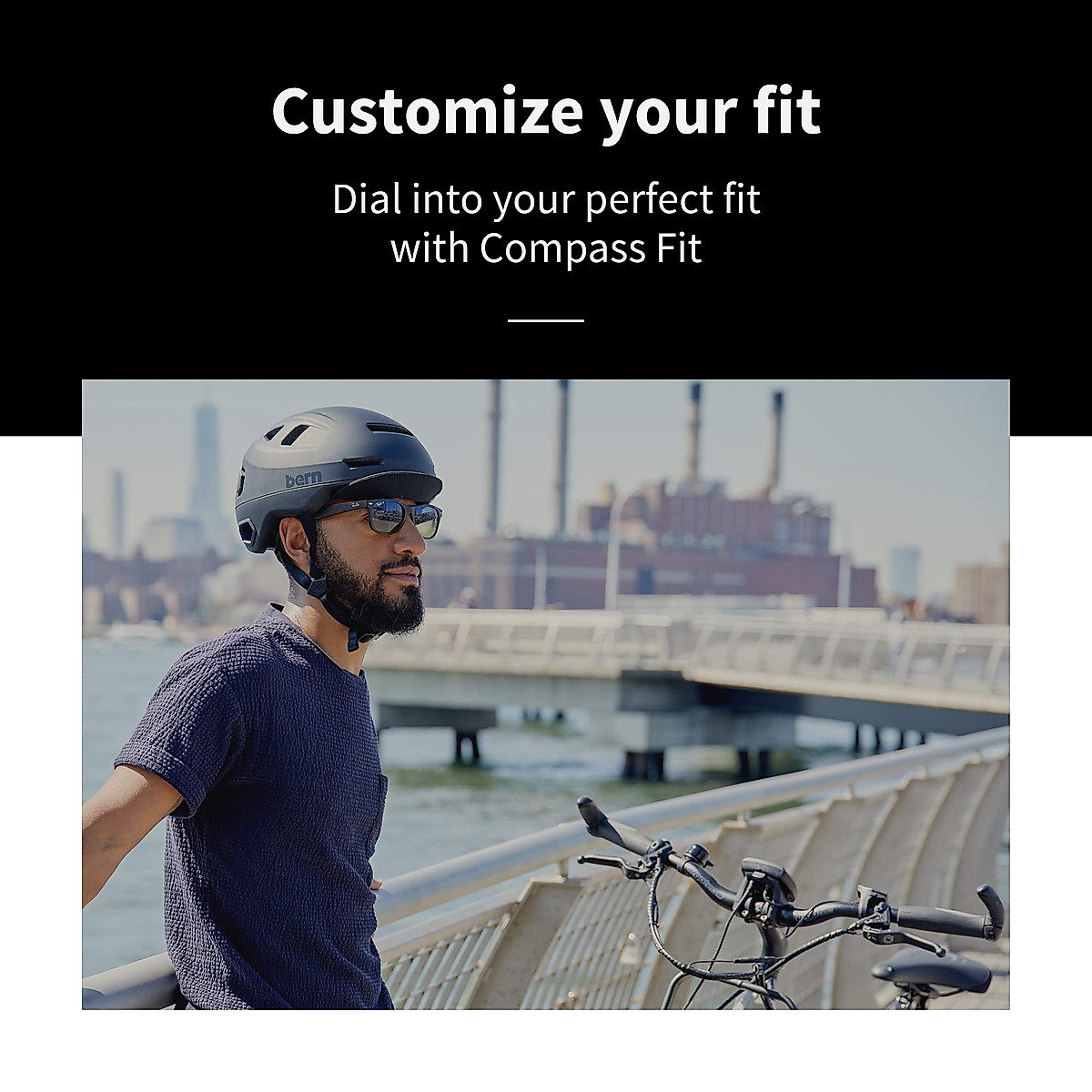 Bern Hudson Commuter Bike Helmet with MIPS, Rated for E-Bike, Integrated LED Rear Light and U-Lock Compatibility, MIPS Satin White, Large