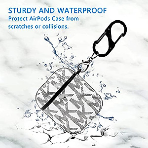 TANGABA AirPods Case Cover with Keychain, Full Protective Hard Shell Cute Leather Airpods Protective Cover Case for Women Men, Front LED Visible-Pine Green