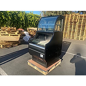 Commercial Refrigerator Open Air Dual Service Curved Top Glass Display Merchandiser 27" Black Coffee Shop NSF Showcase Cooler STP-2834