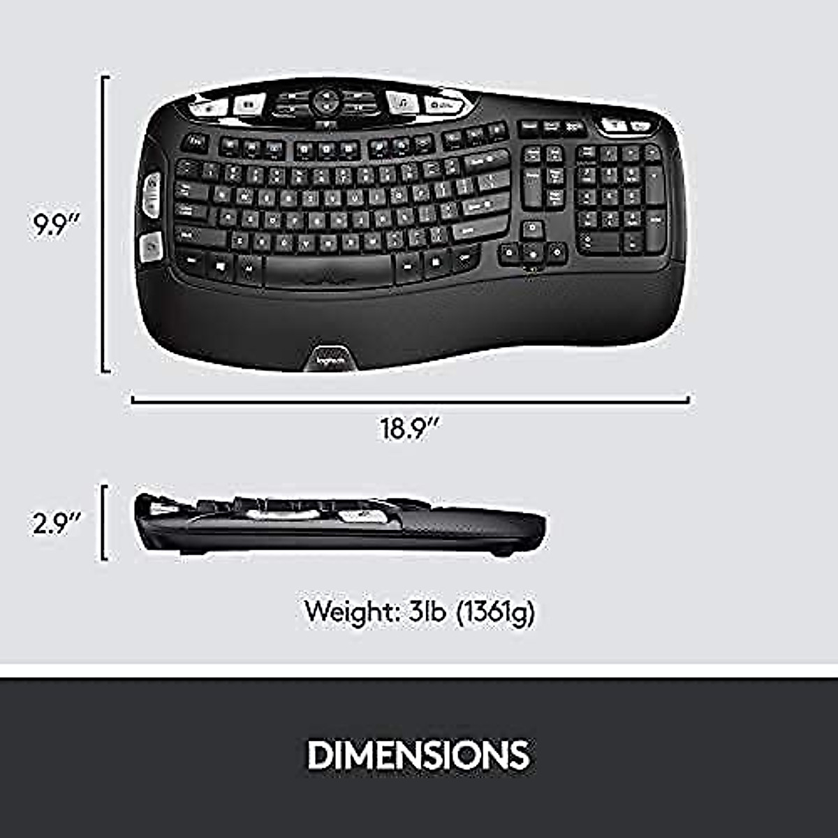 Logitech MK570 Wireless Wave Keyboard and Mouse Combo, Contoured Cushioned Palm Rest, Advanced Wireless Connection, Hyperfast Scrolling Mouse, Black (Renewed)