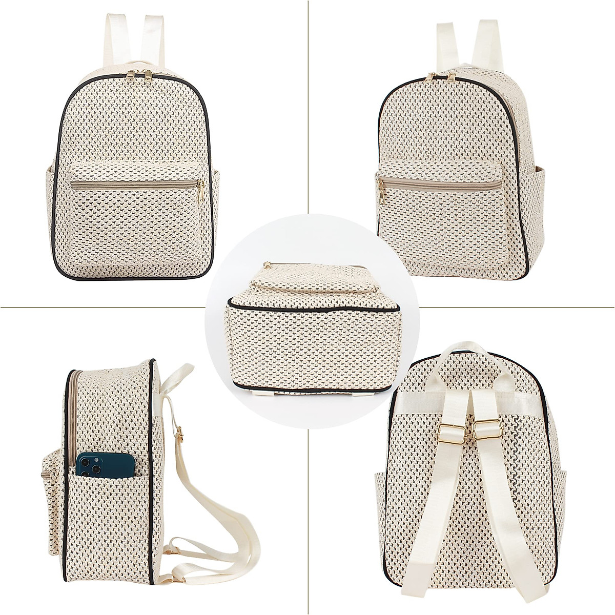 ZLM BAG US Handwoven Straw Backpack for Women Bohemian Beach Backpack Purse Casual Holiday Daypack