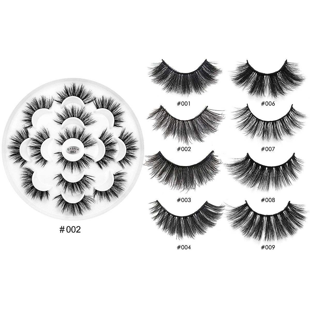 DYSILK Mink Lashes Fake Eyelashes - Wispy Lashes 7 Pairs Faux Mink Eyelashes 6D Lashes Natural Look Pestañas Postizas Wispy Eyelashes Fluffy Lashes Reusable Dramatic Lashes |002