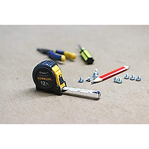 Komelon SM5412 Speed Mark Gripper Acrylic Coated Steel Blade Measuring Tape 5/8-Inch x 12-Feet, White