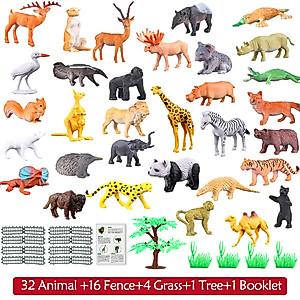 Animals Figure,54 Piece Mini Jungle Toys Set,ValeforToy Realistic Wild Vinyl Plastic Animal Learning Party Favors for Boys Girls Kids Toddlers Forest Small Playset Cupcake Topper