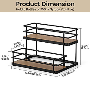 THYGIFTREE Coffee Syrup Rack Organizer 6 Bottles Syrup Holder Stand for Coffee Bar 2-Tier Syrup Storage Shelves for Dressing for Kitchen Coffee Station