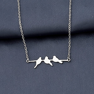 AKTAP Bird Necklace Birds on a Branch Necklace Three Little Birds Inspired Love Bird Jewelry