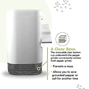 PepperMate Traditional Pepper Mill 723 - Turnkey High Volume Salt and Gourmet Peppercorn Grinder (White)