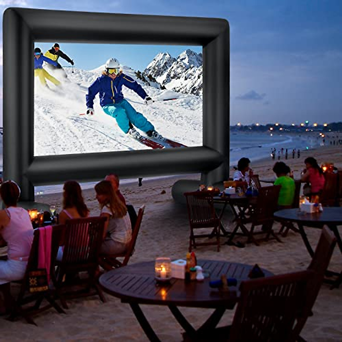 17 FT Inflatable Projector Screen with Blower, Indoor Outdoor Inflatable Projector Movie Screen for Party Games Backyard Home Theater, Easy Set up Blow Up Screen, Supports Front and Rear Projection