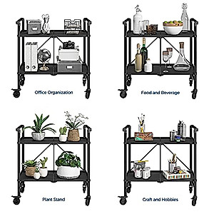 Cosco Outdoor Living INTELLIFIT Outdoor Or Indoor Folding 2 Shelves, Black Serving Cart