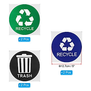 PATIKIL Trash Recycle Sticker, 6 Pcs 5" Dia Recycle Sign Decal Symbols Sticker Recycling Label for Trash Can Waste Management in Kitchens, Offices, Public Spaces
