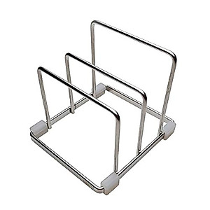 LENITH Small Size Stainless Steel Wire Cutting Board Holder, Cutting Board Rack Organizer Kitchen (Small)