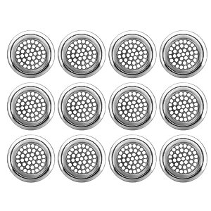 Large Universal Stainless Steel Drain Food Stopper for Kitchen Sink Flat Tub Protector - Pack of 12 - Best Metal Screen Bathtub Hair Strainer for Bathroom Sink