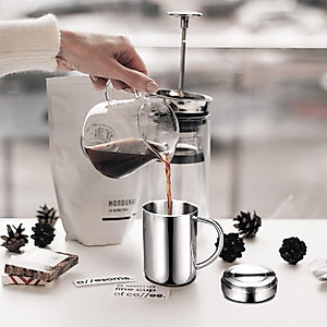 DASHTHER 13.5 oz Stainless Steel Double-Walled Metal Mugs - Insulated Coffee & Tea Cup with Lid and Handle for Camping and Everyday Use (1 piece)