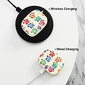 Yoedge Earphone Case Cover for AirPods Pro with Keychain, Soft Silicone Skin Cover with Double Sided Pattern, Full Protective Case with Fashion and Cute Printing, Dog Paw Print