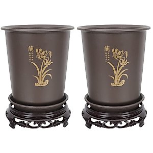YARNOW 2 Sets Dried Arrangements Indoor Bonsai Planting Planter Plastic Stand Bucket Flowerpots Store High Base of Storage and Decorative Display Saucers Flower Flowerpot Floral Drainage