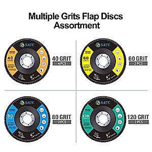 S SATC Abrasive Wheels & Discs 4-1 2 Inch Flap Disc 10 PCS 4.5" x 7/8" 40 60 80 120 Grit Fast Cutting Speed Zirconia Alumina Grinding Disc for Angle Grinder Type #29