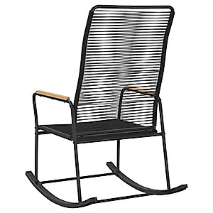 BUKSCYJS Camping Rocking Chairs,Rocking Chairs for Outside,Rocking Chairs for Outside Foldable,Rocking Lawn Chairs Foldable with Shocks,Patio Rocking Chair Black 23.2"x31.3"x40.9" PVC Rattan