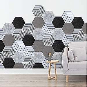 Hexagonal Felt Board x4, Geometric Cork Board Photo Message Board, 3D Creative Kindergarten Decoration, Anti-Collision