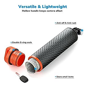 Sametop Floating Hand Grip Waterproof Handle Compatible with GoPro Hero 11, 10, 9, 8, 7, 6, 5, 4, Session, 3+, 3, 2, 1, Hero (2018), Fusion, Max, DJI Osmo Action Cameras (Orange)