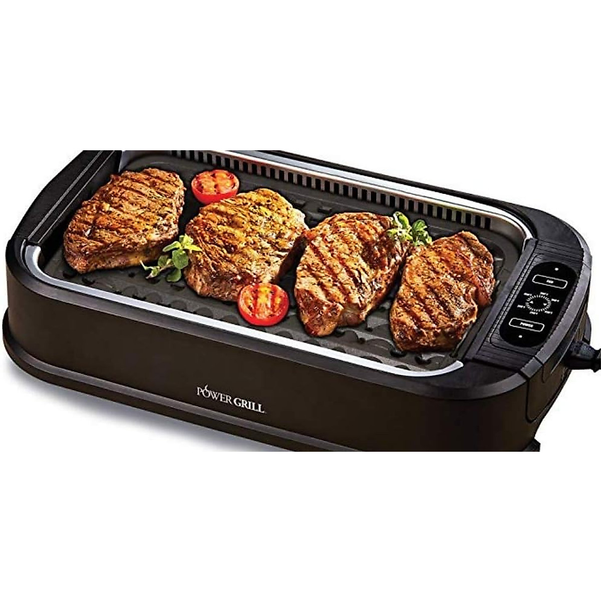 Smokeless Indoor Electric Grill With Tempered Lid Interchangeable Griddle Plate OPEN BOX