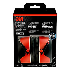 3M Pro-Grade Noise-Reducing Earmuff, NRR 30 dB, Lightweight and Adjustable, Black, One Size