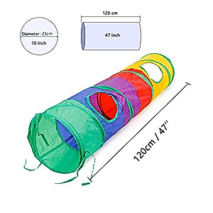 Bunny Hideout, Rabbit Tunnels and Tubes, 3 Pack of Grass Balls - Collapsible Hideaway Small Animal Activity Tunnel Toys for Chinchillas Ferrets Guinea Pigs Gerbils Hamsters Rats, Size - 47 x 10 in
