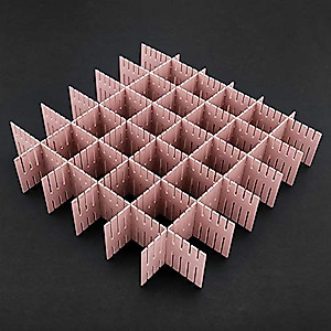 SING F LTD 12pcs Adjustable DIY Grid Clapboard Divider Drawer Closet Storage Organizer Home Storage 37x7cm Pink