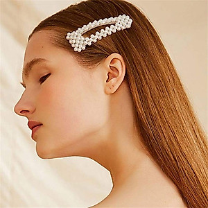 KINGMAS 2 Pack Pearl Hair Clips Large Hair Pins Barrette Ties for Women Girls, Handmade Fashion Pearl Hair Accessories Hair Clips for Party Wedding Daily (2 Pcs A)