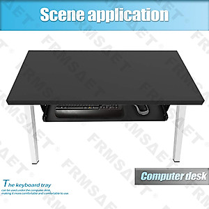 FRMSAET Under Desk Keyboard Tray Heavy-Duty All-Metal Material 20/24/30 inches Platform Computer Drawer Organizer Home Office Kitchen Bedroom Garage Storage Tool - Easy to Install.(30 inches, Black)