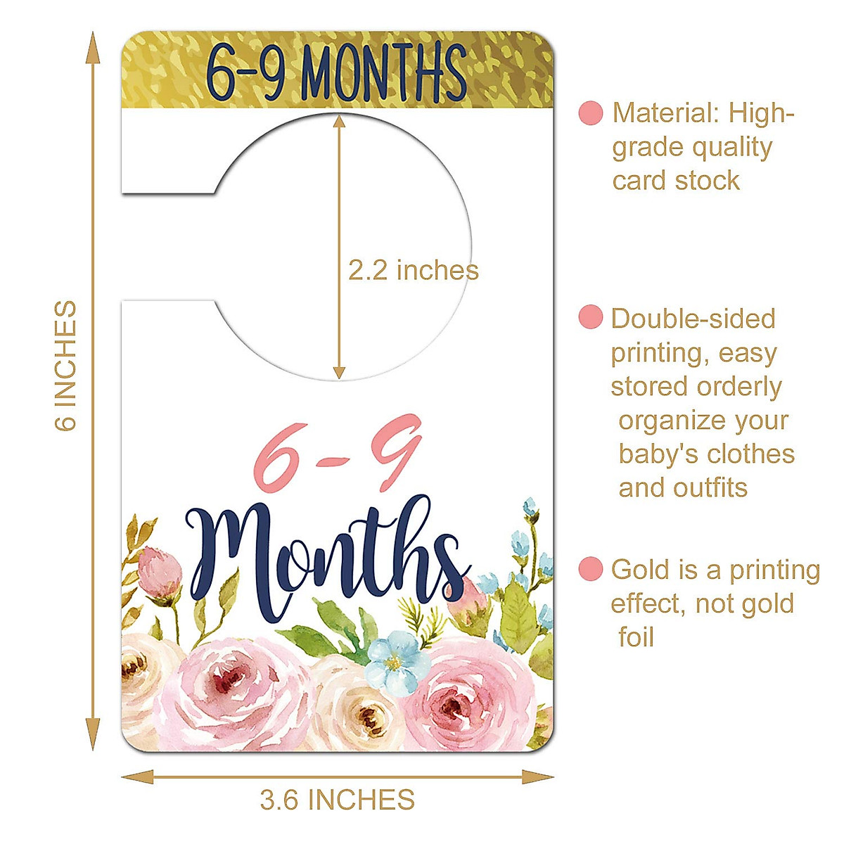 Baby Closet Size Dividers, Pink Floral Baby Closet Organizer for Girl, Newborn Wardrobe Divider Hangers to Arrange Clothes with Separator by Size or Age, Baby Shower, 0-24 Months