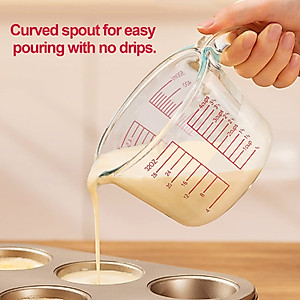 M MCIRCO 6 Pcs Glass Measuring Cups with Lids Set, 1-Cup, 2-Cup, 4-Cup Measuring Jugs with Handle, Nesting Liquid Measuring Cups for Kitchen