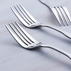 FULLYWARE Dinner Fork, Stainless Steel 7.6” Heavy Duty Fork Silverware, Metal Fork Cutlery Set, 6-Piece