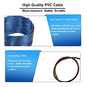 XMSJSIY Car Audio Wiring Kit Amplifier Cable Kit 1500 Watts Car Stereo Subwoofer Installation with Fuse for Car Truck Motorcycle 10 Gauge Amp