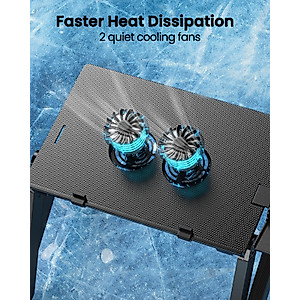 HUANUO Adjustable Laptop Stand, Laptop Desk for up to 15.6" Laptops, Portable Laptop Table Stand with 2 CPU Fans, Detachable Mouse Pad, Ergonomic Lap Desk for Laptop, TV Bed Tray, Standing Desk