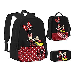 Ybovejuk 3 Piece Backpack Set Cartoon Mouse Backpack With Lunch Box Pencil Case For Women Men Durable Laptop Bag Wear Resistant Travel Hiking Camping Daypack - 9 Green 9