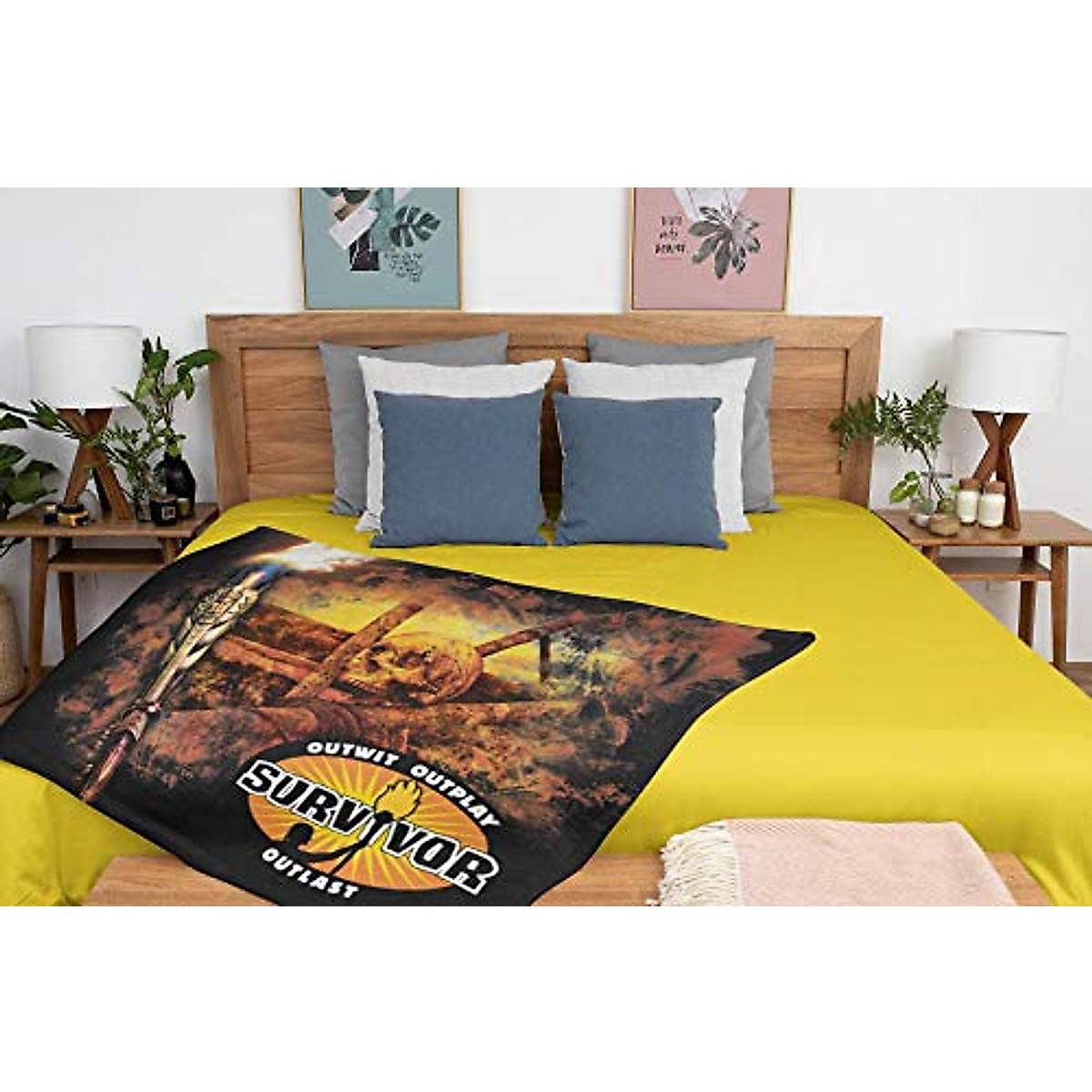 Survivor TV Series Outwit Outplay Outlast Super Soft and Cuddly Plush Fleece Throw Blanket 50" x 60" (127cm x152cm)