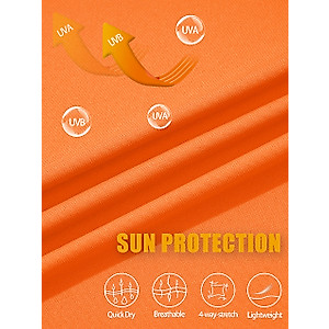 Men's UPF 50+ Hooded Long Sleeve Shirt for Fishing, Hiking & Workout - Orange