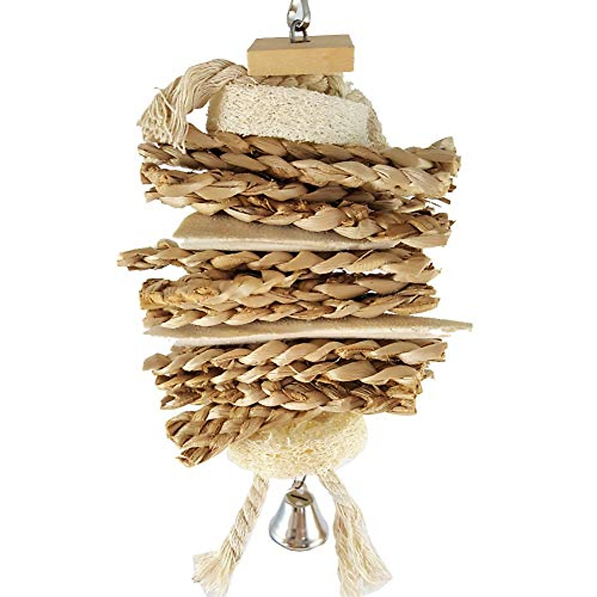 N/ hfjeigbeujfg Bird Toy,Parrot Cage Chewing Toys Loofah Cuttlebone Grass Parrot Budgies Cockatoo Parakeet Cockatiel Cage Bite Toy - Wood Color