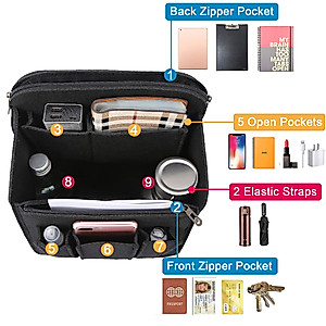 Yoillione Felt Backpack Organizer Insert for Women and Men, Large Travel Rucksack Insert with High Capacity, Lightweight Bag Organizer with Zipper Pocket