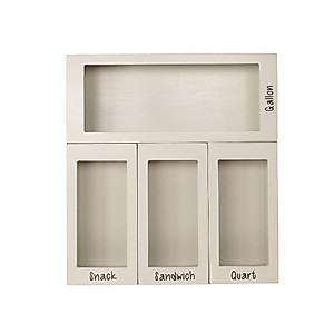Round Branch Ziplock Bag Storage Organizer for Kitchen Drawer, 4 Piece Set, Light Gray, 4 Separate Containers for Four Different Size Baggies, Gallon Quart Sandwich Snack, Fits Most Brands