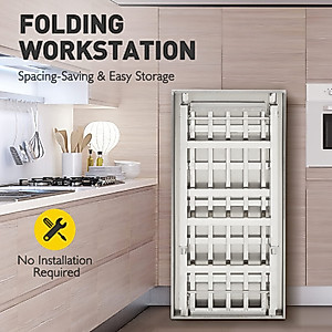 Stainless Steel Table 48 * 24 in, Portable Kitchen Island Stainless Steel Prep Table Work Bench with Foldable Table Legs, Work Table with Adjustable Undershelf for Kitchen Restaurant