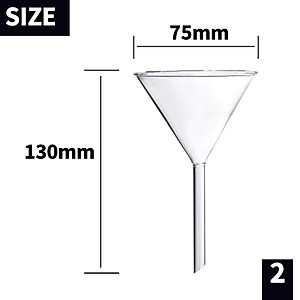 Young4us Glass Funnel Set, 4 Pcs Lab Borosilicate Glass Funnels, 100mm (170mm Length), 75mm (130mm), 50mm (90mm) & 40mm (70mm) Diameter