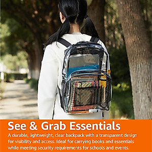 Amazon Basics School Backpack, Clear, School Backpack