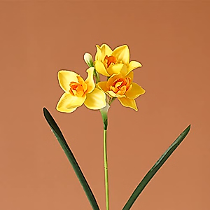 Hananona 10 Pcs Artificial Daffodils Flowers Narcissus Spring Flower Fake Silk Flower Arrangement for Home Wedding Decor (10, Yellow)