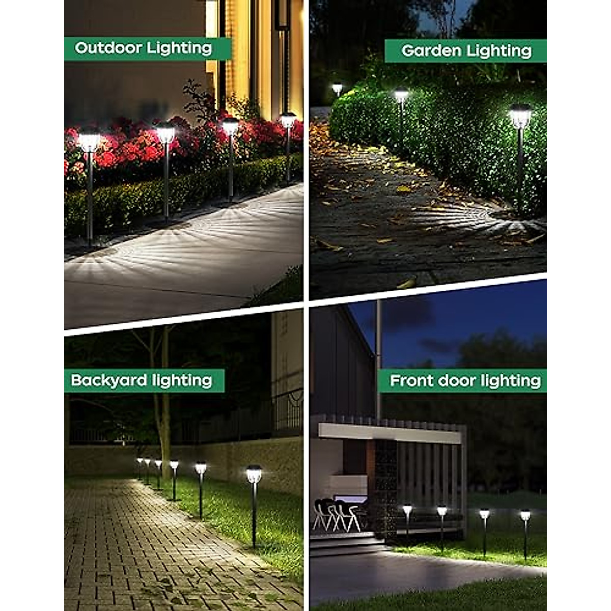WIHTU 6 Pack Solar Lights for Outside Garden Pathway Lights Outdoor Waterproof Bright Lights for Yard Decor Solar Powered Landscape Lighting for Walkways Driveway Sidewalk Patio Lawn (Cool White)
