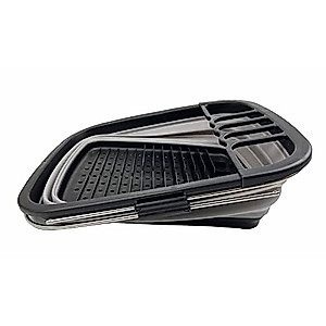 SAMMART 8L (2.11Gallons) Expandable Collapsible Dish Drainer - Foldable Drying Rack - Portable Dinnerware Organizer - Space Saving Kitchen Storage Tray (Black/Alloy Grey)