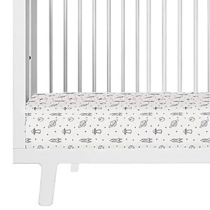 Makemake Organics Organic Crib Sheet GOTS Certified Organic Cotton Crib Sheet Fitted & Pillowcase Buttery Soft Breathable Natural Dyes Baby Toddler Bed Sheet Set (Astronaut Blue)