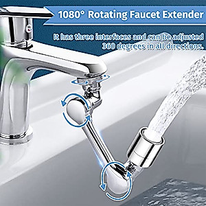 Faucet Extender for Bathroom Sink, 1080 Degree Rotatable Faucet Aerator, Swivel Faucet Attachment, Universal Rotating Faucet Extender, with 2 Water Outlet Modes