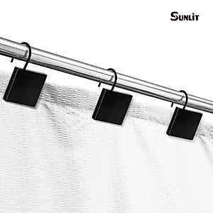 Sunlit Geometric Decorative Shower Curtain Hooks, Matte Square Geometric Black Shower Curtain Rings, Resin, Bathroom Decoration Boho Shower Curtain Hooks-12 Pack