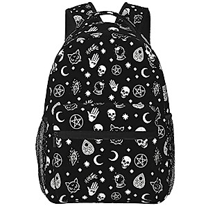 Qwalnely Goth Backpack, Gothic Skull Backpack Waterproof Laptop with Durable Shoulder Straps
